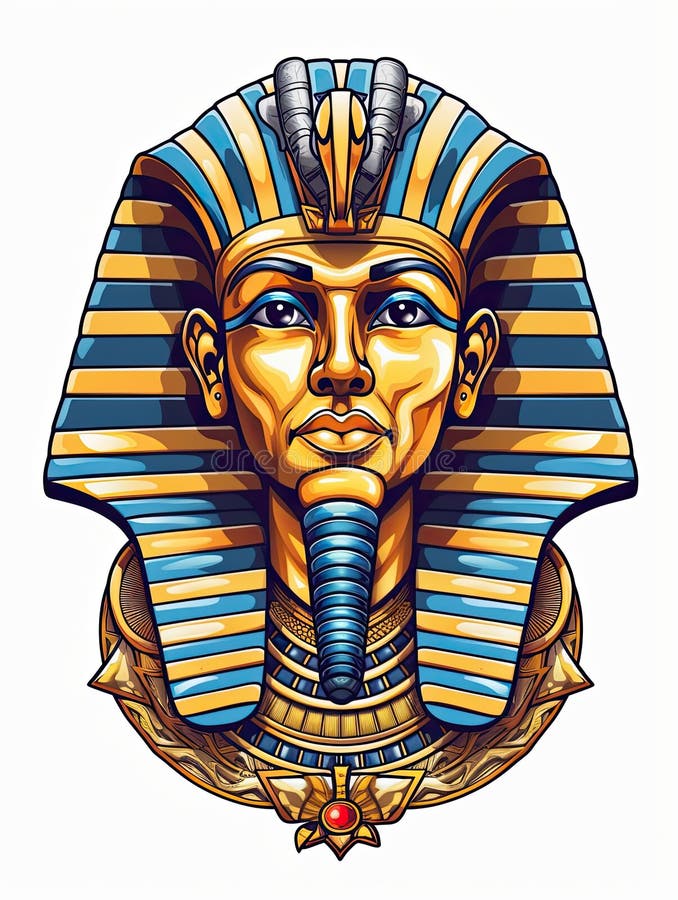 Sticker of an Egyptian Pharaoh. Stock Illustration - Illustration of ...