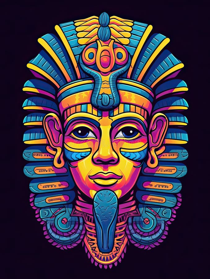 Sticker of an Egyptian Pharaoh. Stock Illustration - Illustration of ...