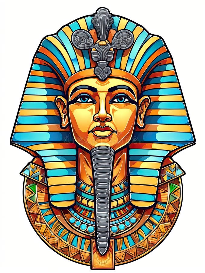 Sticker of an Egyptian Pharaoh. Stock Illustration - Illustration of ...