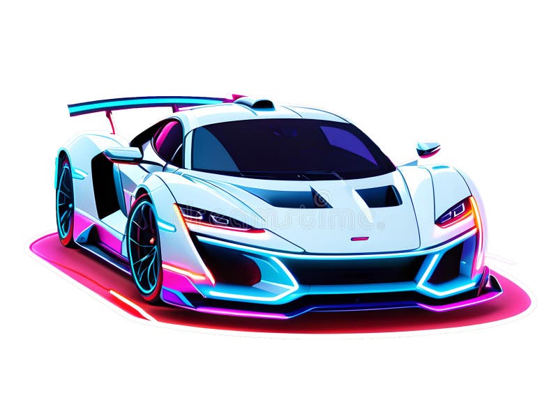 Sticker: Electric Hypercar with Neon Light Strips Stock Illustration ...