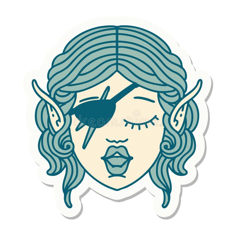 Elf Rogue Character Face Sticker Stock Vector - Illustration of rogue ...