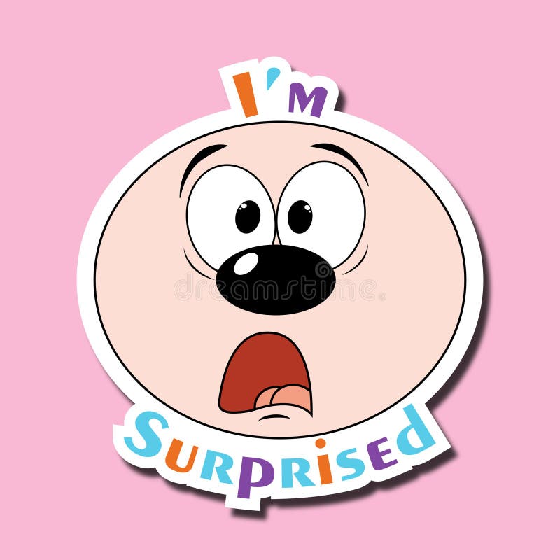 Funny Face Sticker. Emoticon with a Surprised Face Stock Vector ...
