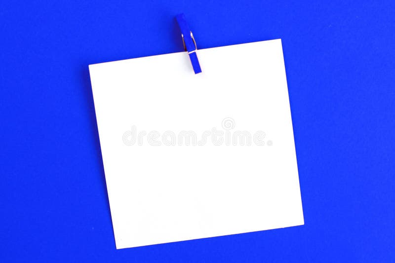 Sticker with Empty Mockup for Your Text Hanging on the Pin on Blue ...