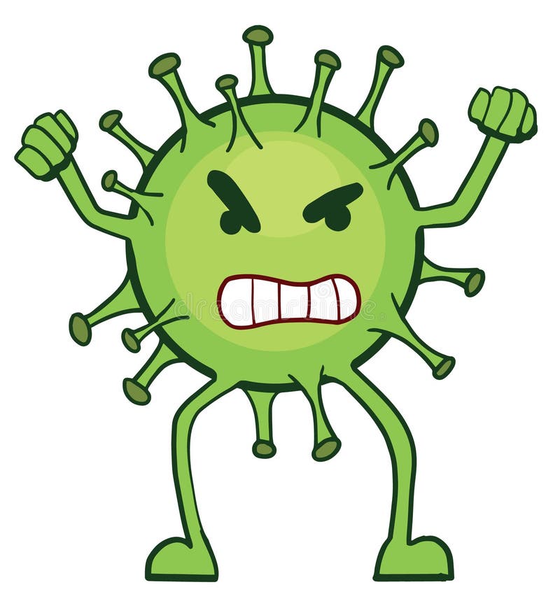 Sticker with the Evil Green Character Coronavirus Stock Vector ...