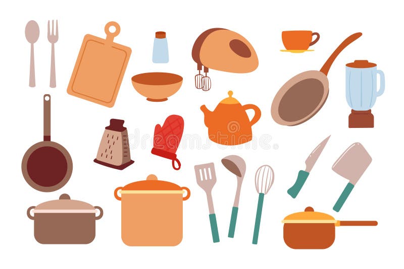 Kitchen Stuff Pattern Vector Stock Vector - Illustration of knife ...