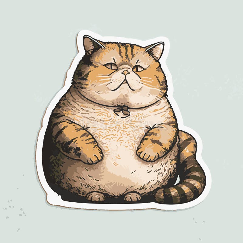 Sticker of a Fat Red Tabby Cat Stock Illustration - Illustration of ...