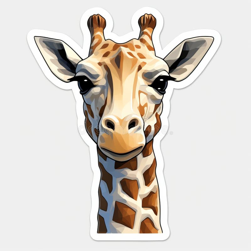 Giraffe Head Sticker - Hyper-realistic Animal Illustration in 8k ...