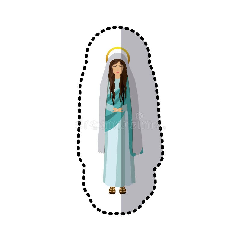 Sticker Figure Human of Saint Virgin Maria Stock Vector - Illustration ...