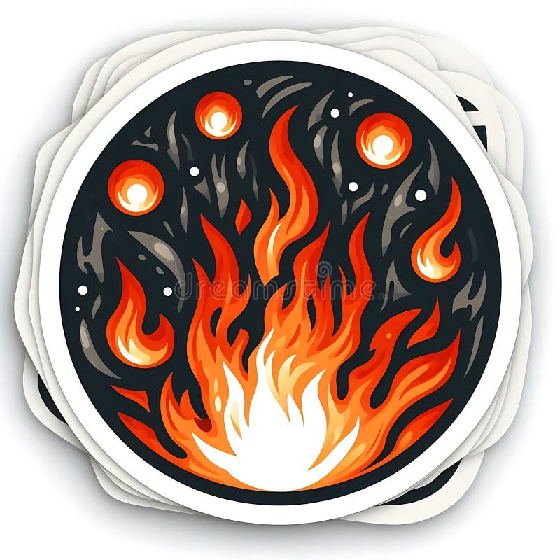 A Sticker of a Fire with a Lot of Flames. the Fire is Orange and Black ...