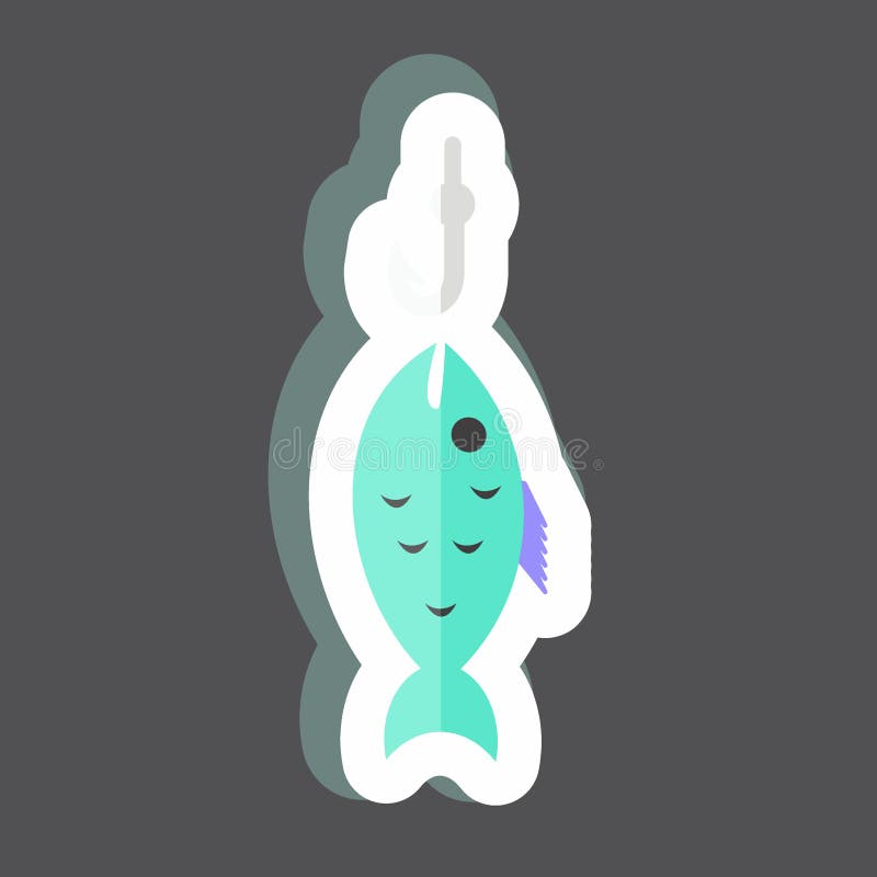 Sticker Fish Caught. Suitable for Sea Symbol. Simple Design Editable ...