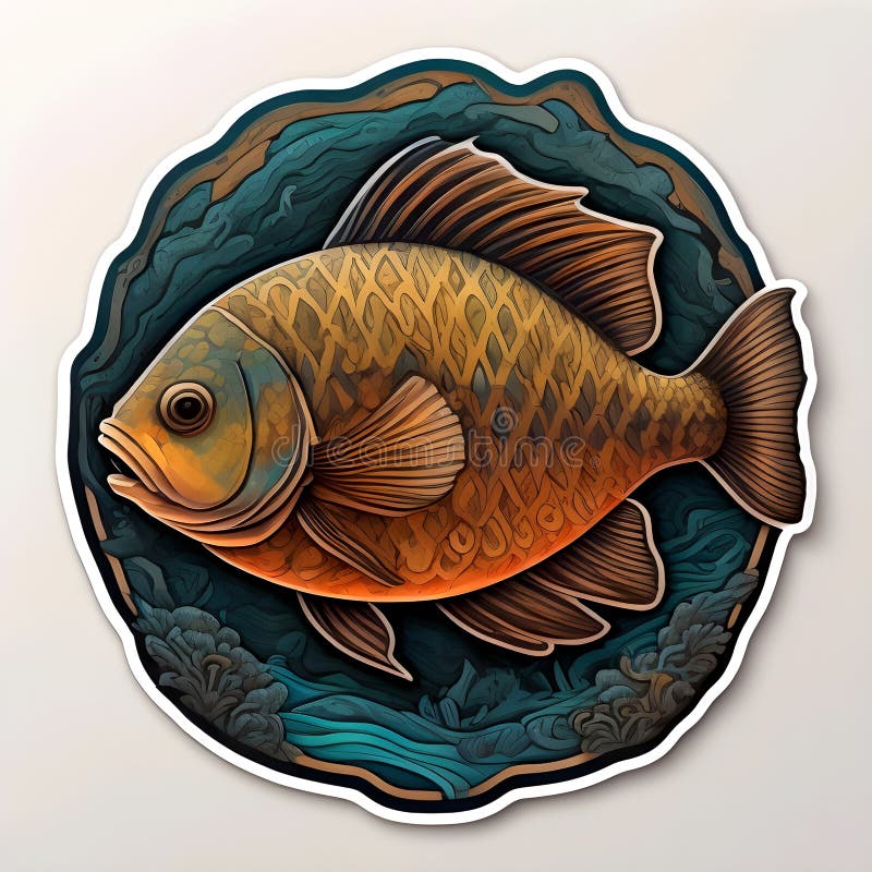 A Sticker of a Fish on a Plate, Cory Behance Hd, Fantasy Sticker ...