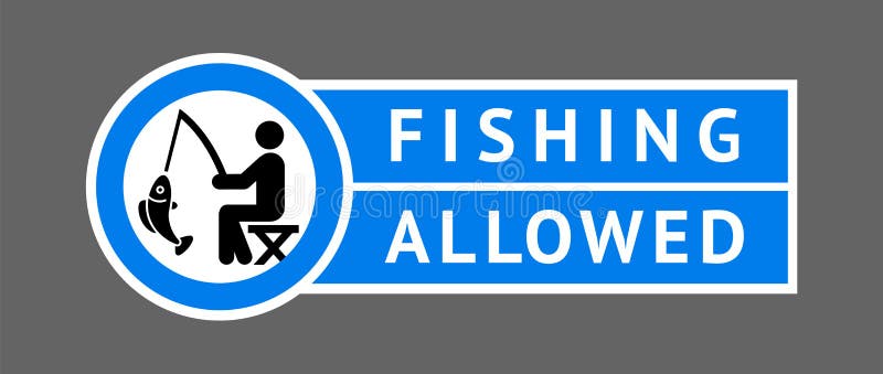 Fishing Allowed Sign, Modern Round Sticker Stock Vector - Illustration ...
