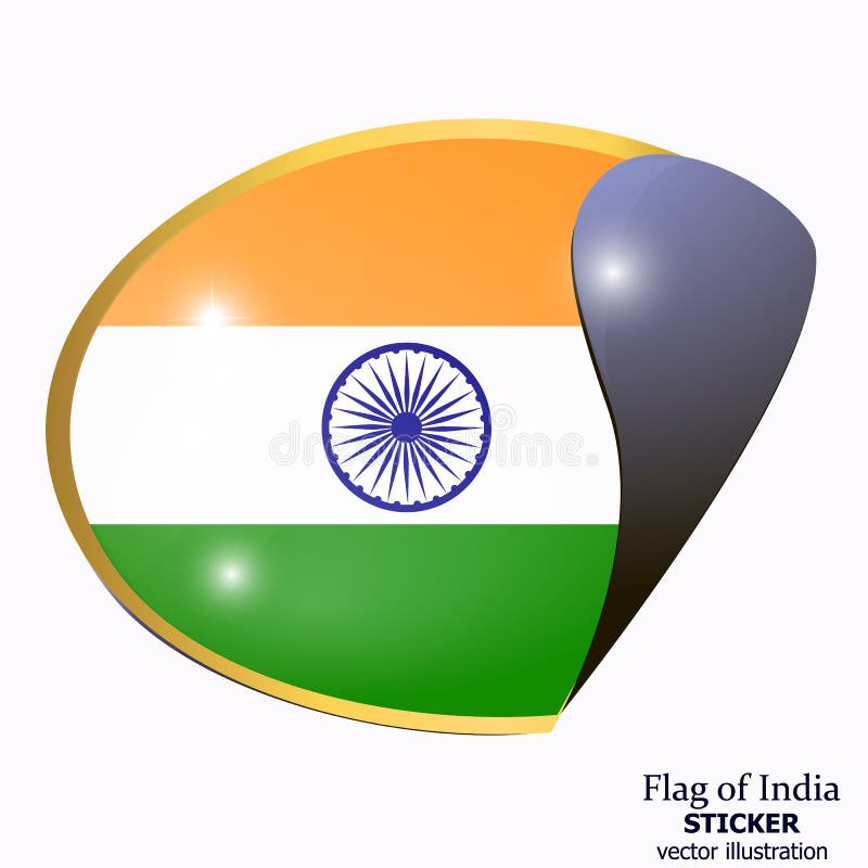 Sticker with Flag of India. Illustration. Stock Vector - Illustration ...