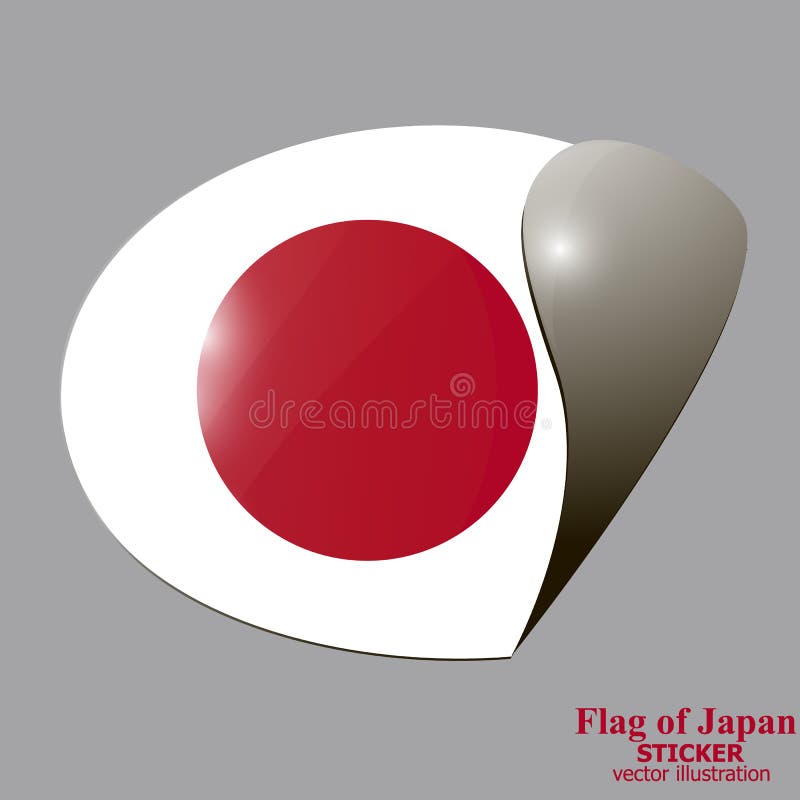 Sticker with Flag of Japan. Vector. Stock Vector - Illustration of ...