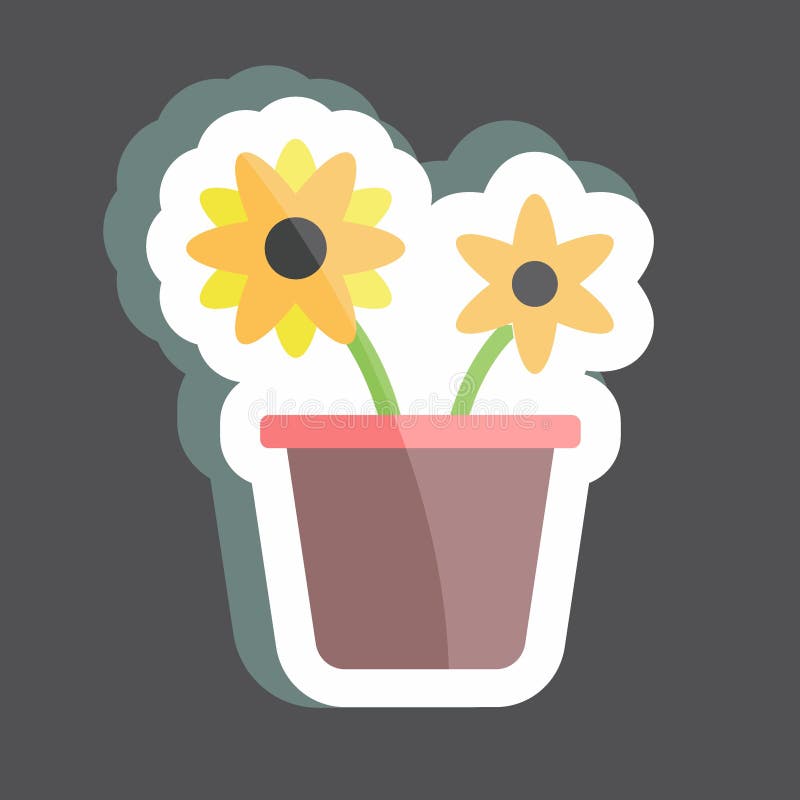 Sticker Flower Pot. Suitable for Spring Symbol. Simple Design Editable ...