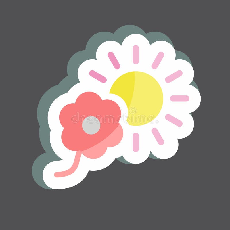 Sticker Flower in Sunlight. Suitable for Garden Symbol. Simple Design ...