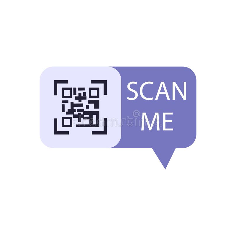 Sticker in Form of Message with QR Code Sign and Scan Me Text Flat ...