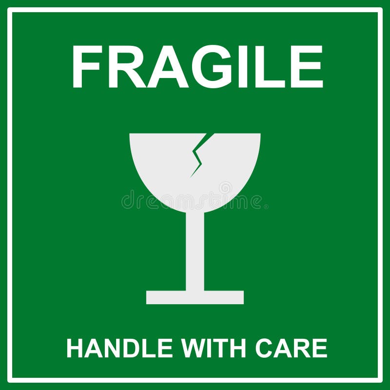 Sticker Fragile Handle with Care, Green Fragile Warning Label, Fragile ...