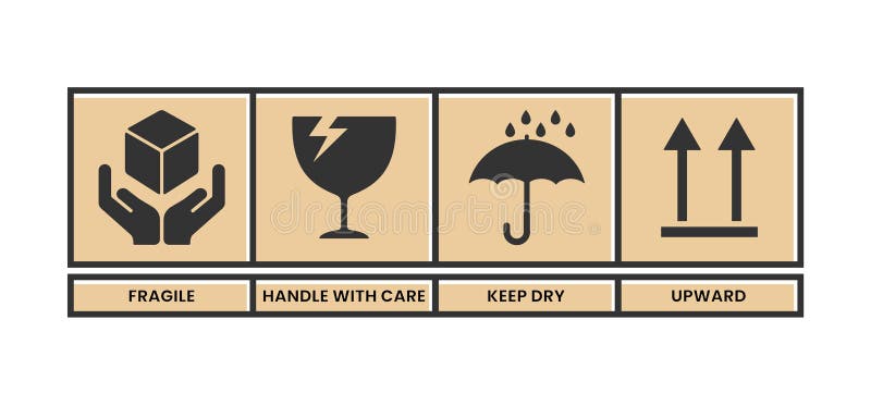 Sticker Fragile Handle with Care, Keep Dry and Upward Symbol Stock ...