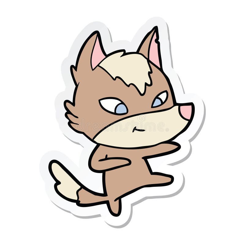 Sticker of a Friendly Cartoon Wolf Dancing Stock Vector - Illustration ...