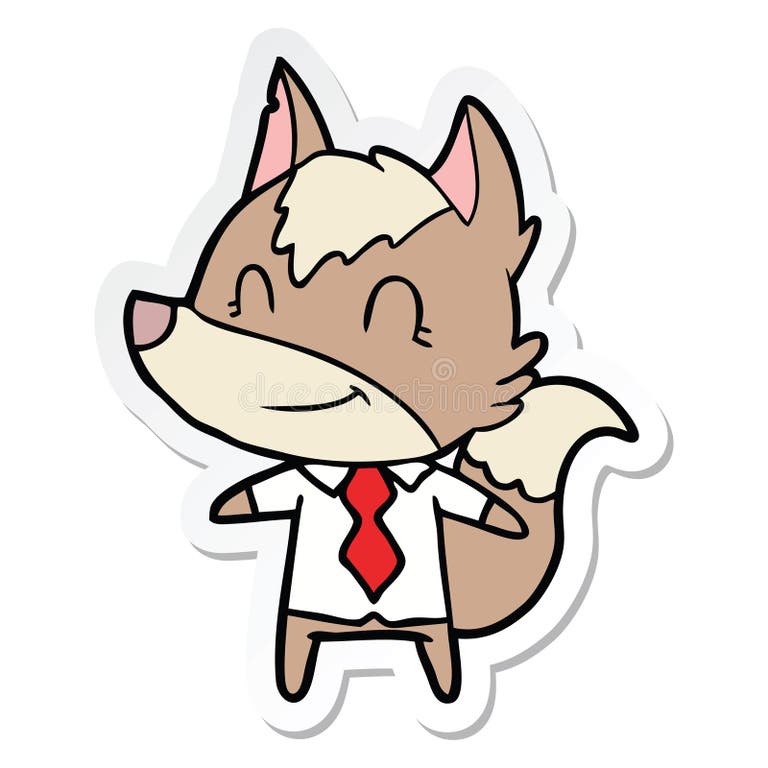 Sticker of a Friendly Cartoon Wolf Office Worker Stock Vector ...