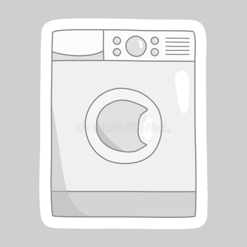 Sticker with Front Side of Washing Machine or Cloth Dryer, Style Vector ...