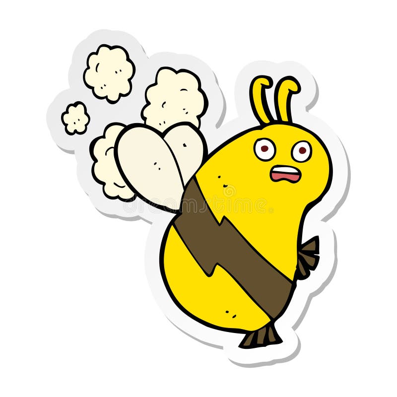 Sticker of a Funny Cartoon Bee Stock Vector - Illustration of quirky ...