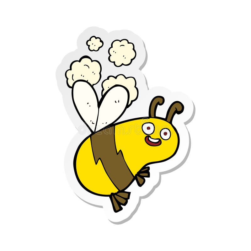 Sticker of a Funny Cartoon Bee Stock Vector - Illustration of drawn ...