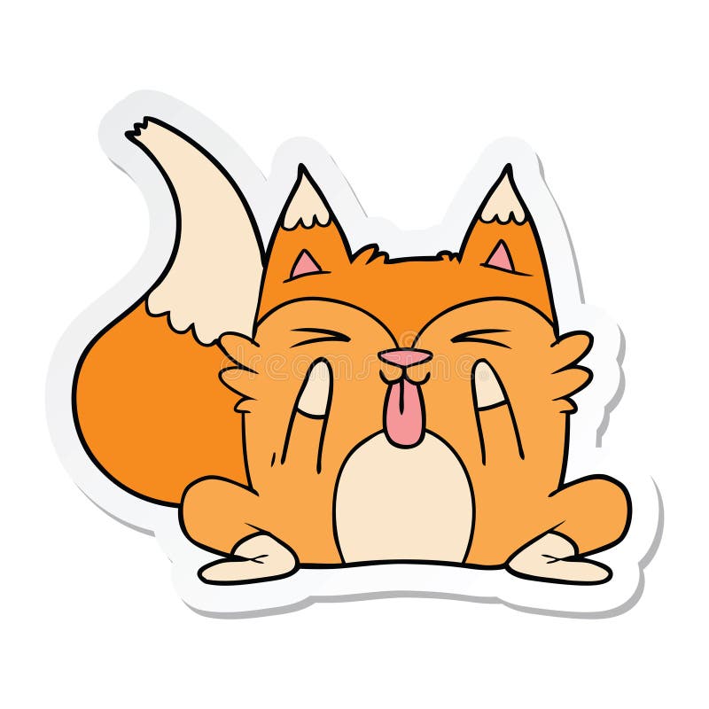 Sticker of a Funny Cartoon Fox Stock Vector - Illustration of animals ...