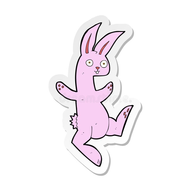 Sticker of a Funny Cartoon Pink Rabbit Stock Vector - Illustration of ...