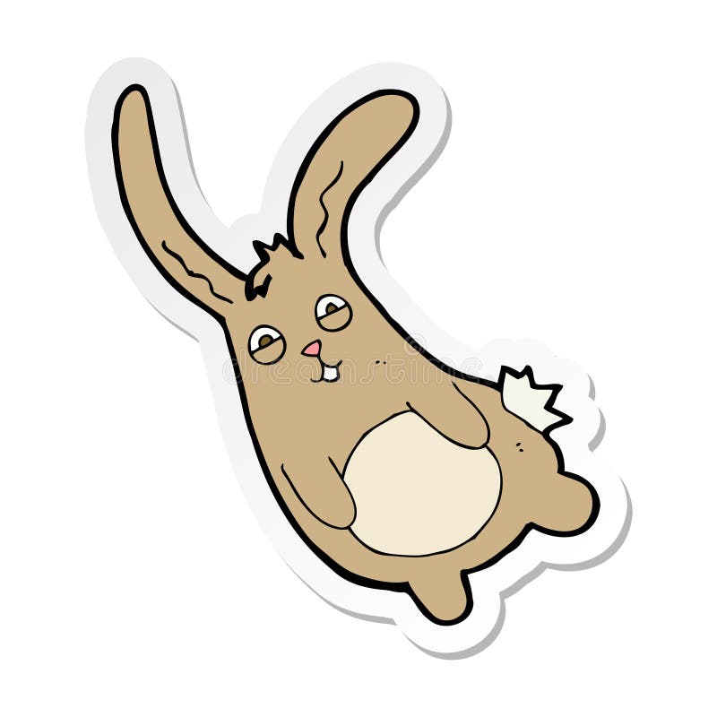 Sticker of a Funny Cartoon Rabbit Stock Vector - Illustration of clip ...