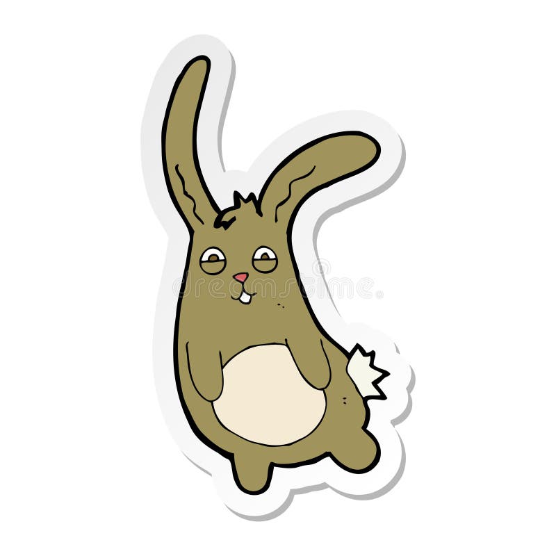 Sticker of a Funny Cartoon Rabbit Stock Vector - Illustration of sign ...
