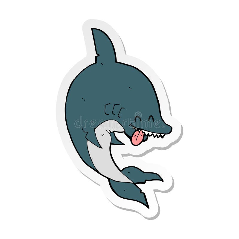 Sticker of a Funny Cartoon Shark Stock Vector - Illustration of ...