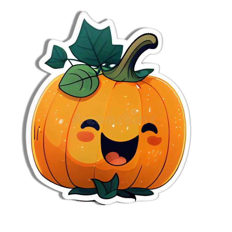 Sticker Funny Orange Laughing Pumpkin . Stock Illustration ...