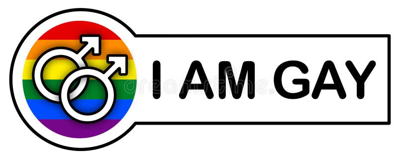 Sticker with Gay Rainbow Flag, I am GAY, on White Background Stock ...