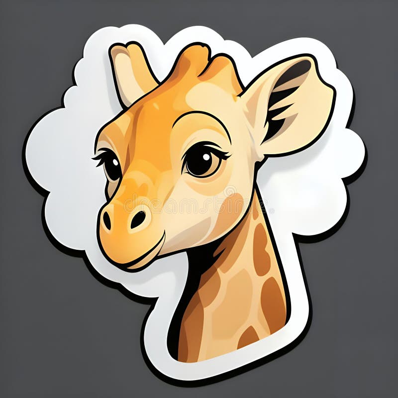 Sticker of a Giraffe S Head with a Cute Expression. Stock Illustration ...