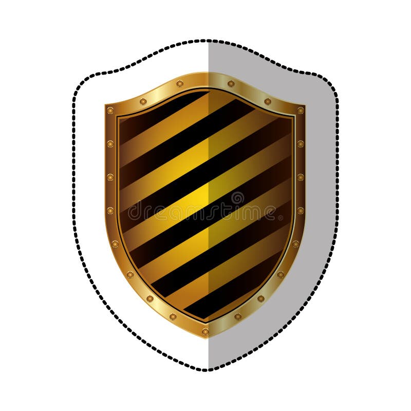 Sticker Golden Rounded Emblem with Colorful Diagonal Lines Shape Stock ...