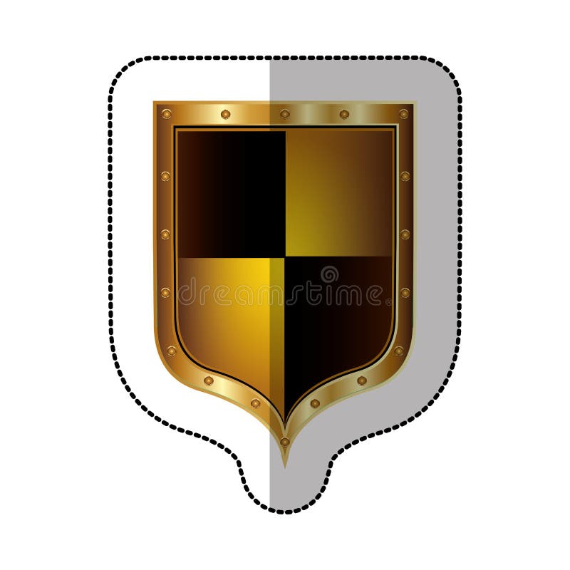 Sticker Golden Rounded Shield with Colorful Rhombus Shape Stock ...