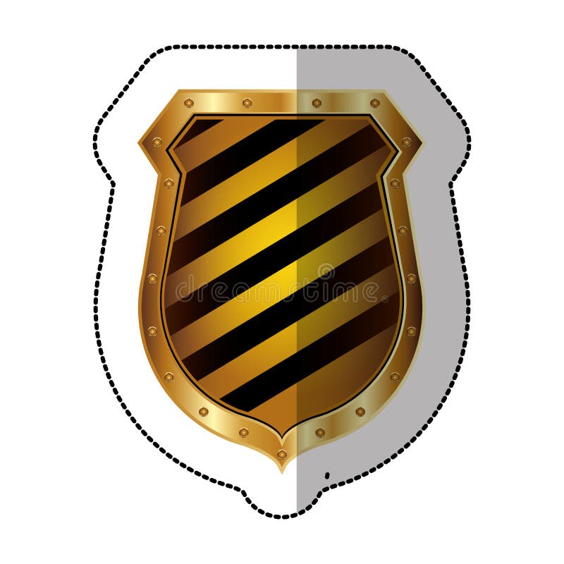 Sticker Golden Shield with Colorful Diagonal Lines Shape Stock ...