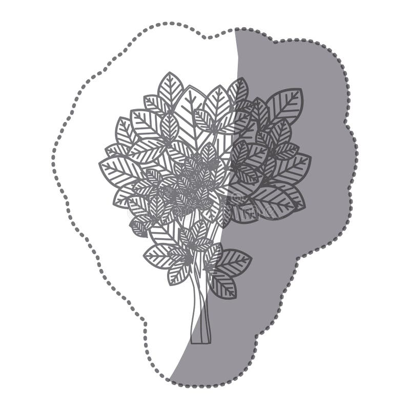 Sticker Gray Color Leafy Tree with Ramifications Nature Icon Stock ...