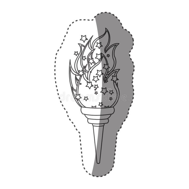 Sticker Grayscale Contour with Olympic Torch Flame Stock Illustration ...