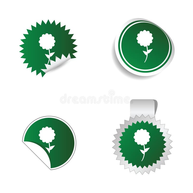 Sticker Green Color with White Flower Icon Stock Vector - Illustration ...
