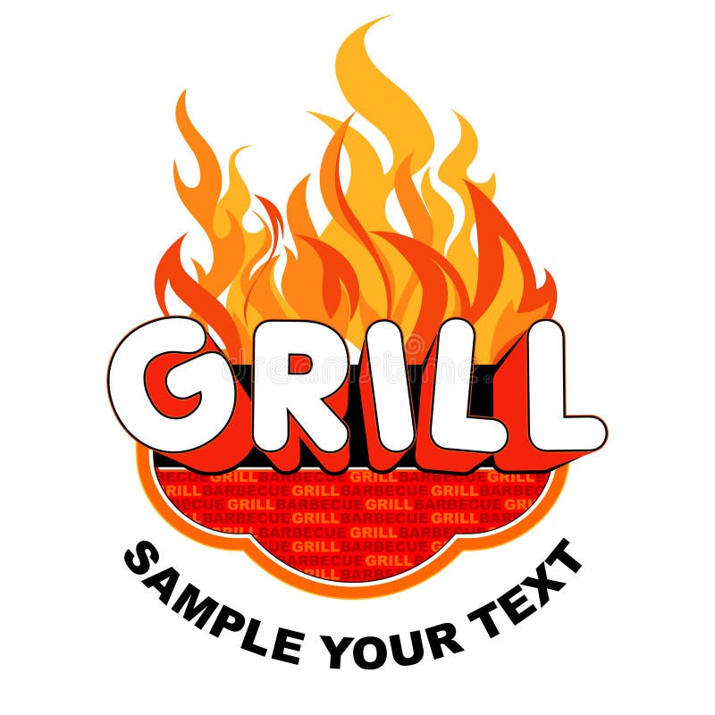 Sticker grill with flames stock vector. Illustration of fire - 28148543