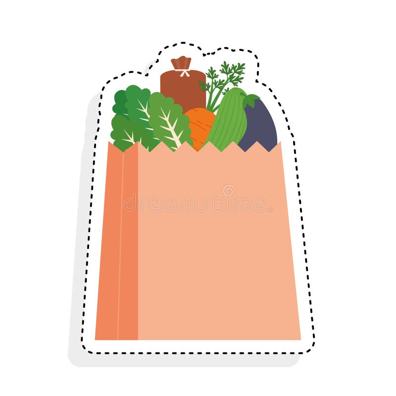 Sticker of a Grocery Bag Icon Stock Vector - Illustration of retail ...