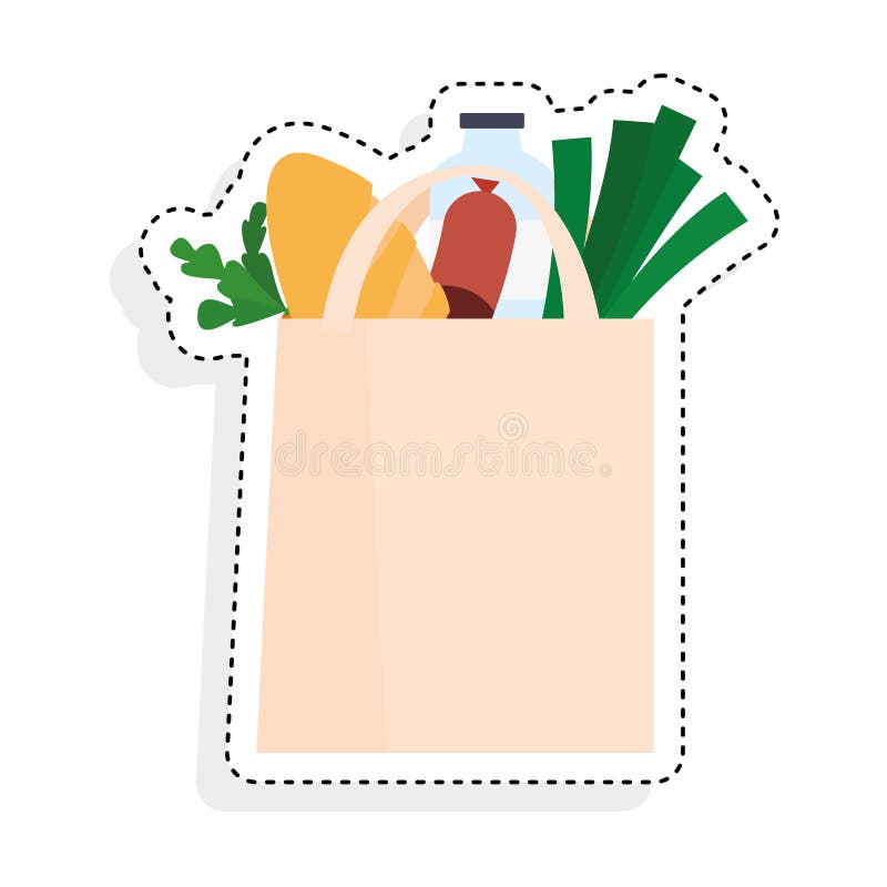 Sticker of a Grocery Bag Icon Stock Vector - Illustration of vector ...