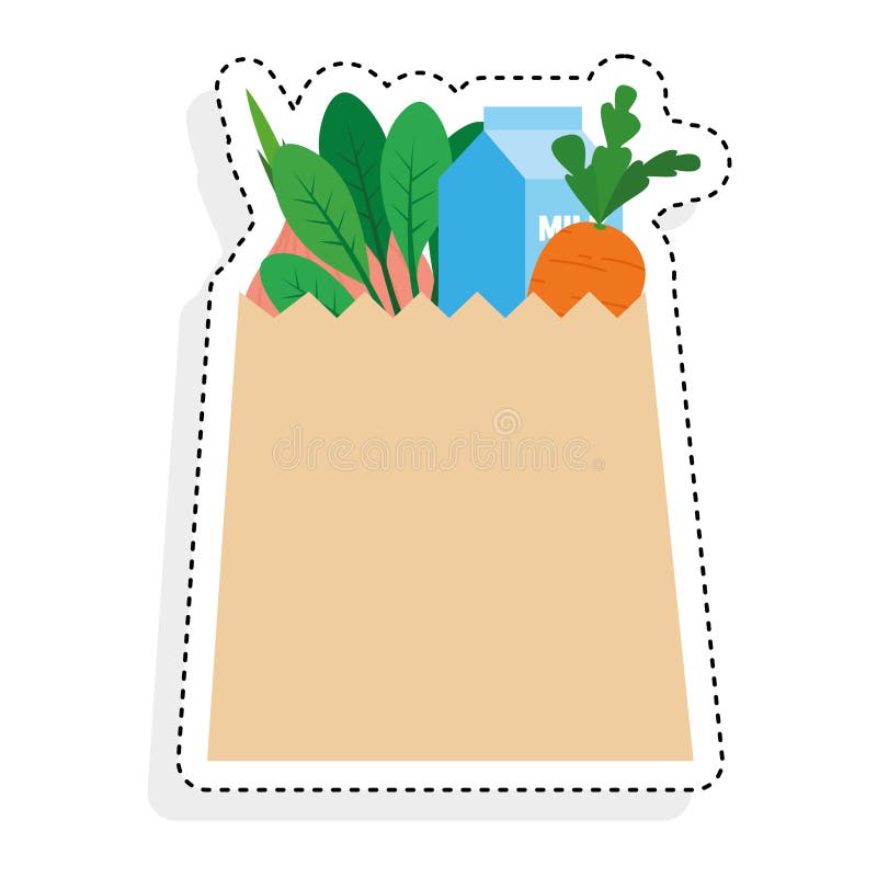 Sticker of a Grocery Bag Icon Stock Vector - Illustration of design ...