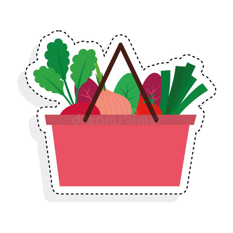 Sticker of a Grocery Shopping Basket Stock Vector - Illustration of ...