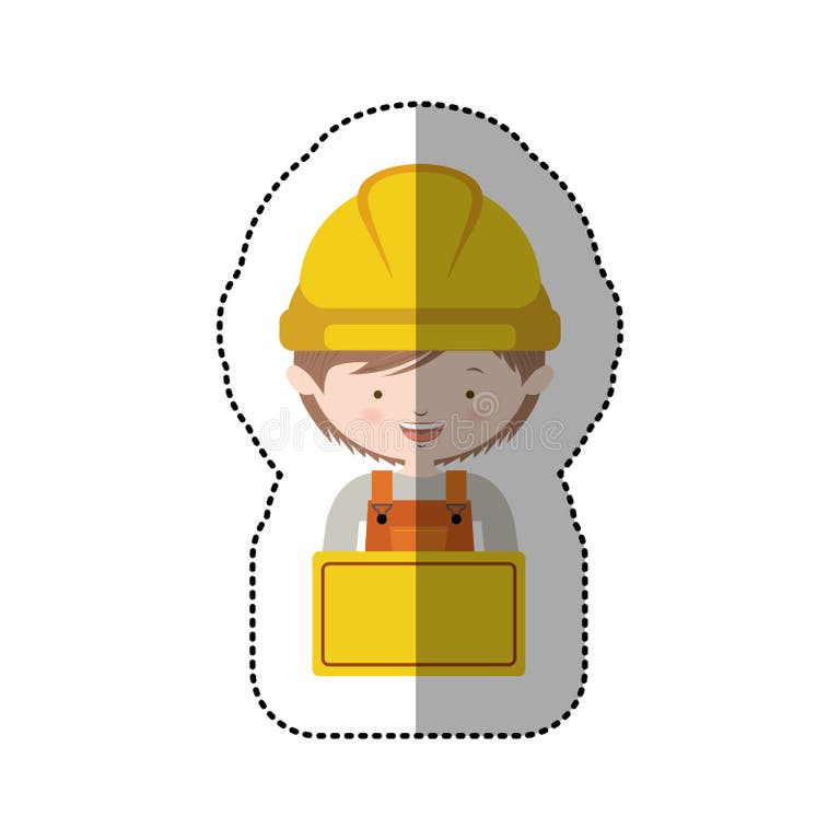 Sticker Half Body Avatar Worker with Toolkit and Plaque Stock Vector ...