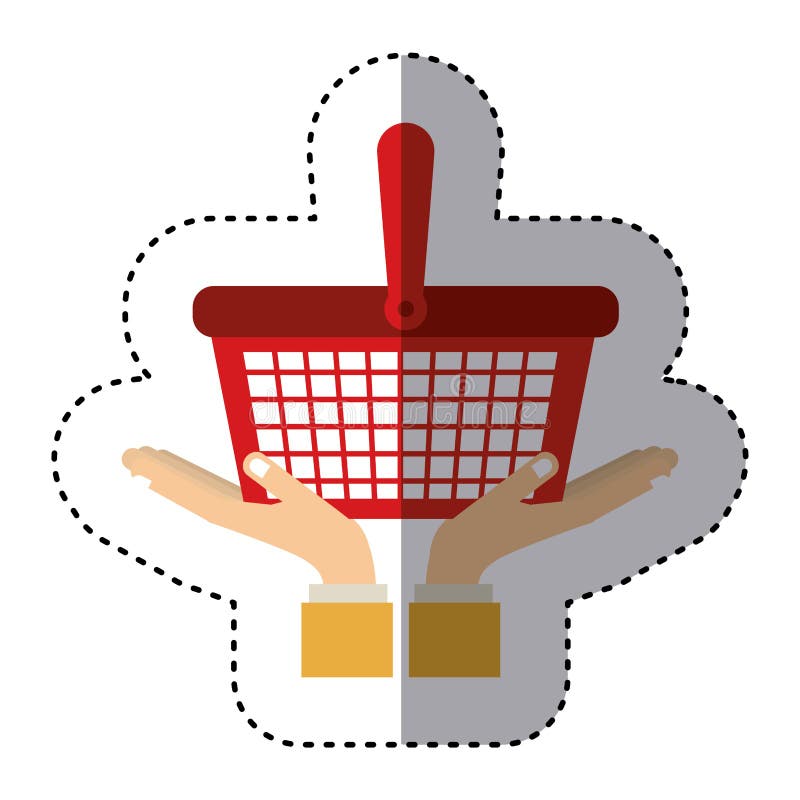 Sticker of Hands Holding a Car Shopping Basket Stock Vector ...