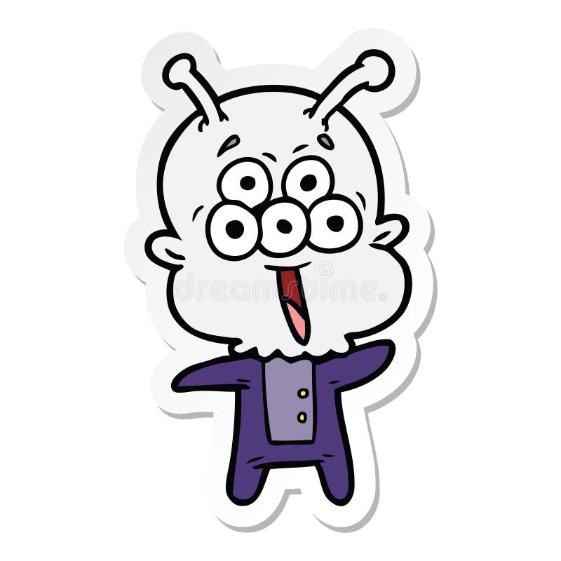 Sticker of a Happy Cartoon Alien Stock Vector - Illustration of retro ...